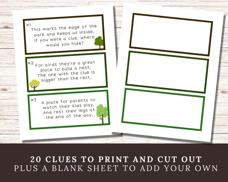 Park Scavenger Hunt Clues: Outdoor Kids Activity (printable) - Etsy