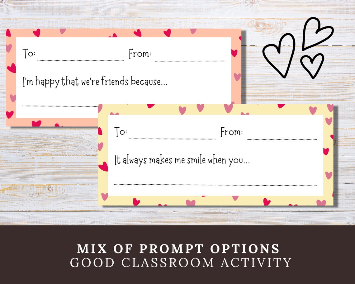 Printable Valentine's Day Notes for Kids Classmates, Valentine's Day ...