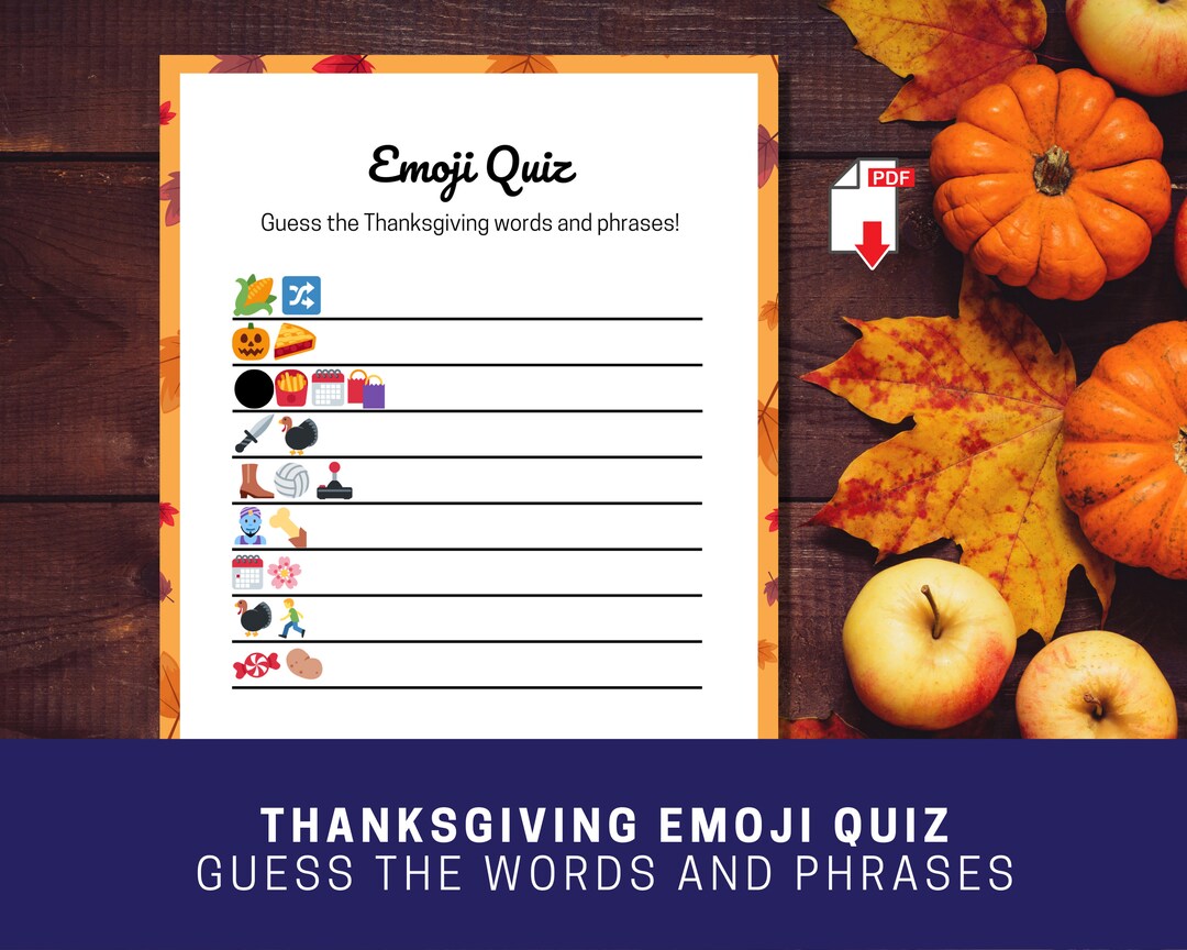 Printable Thanksgiving Emoji Quiz, School Thanksgiving Party Game ...