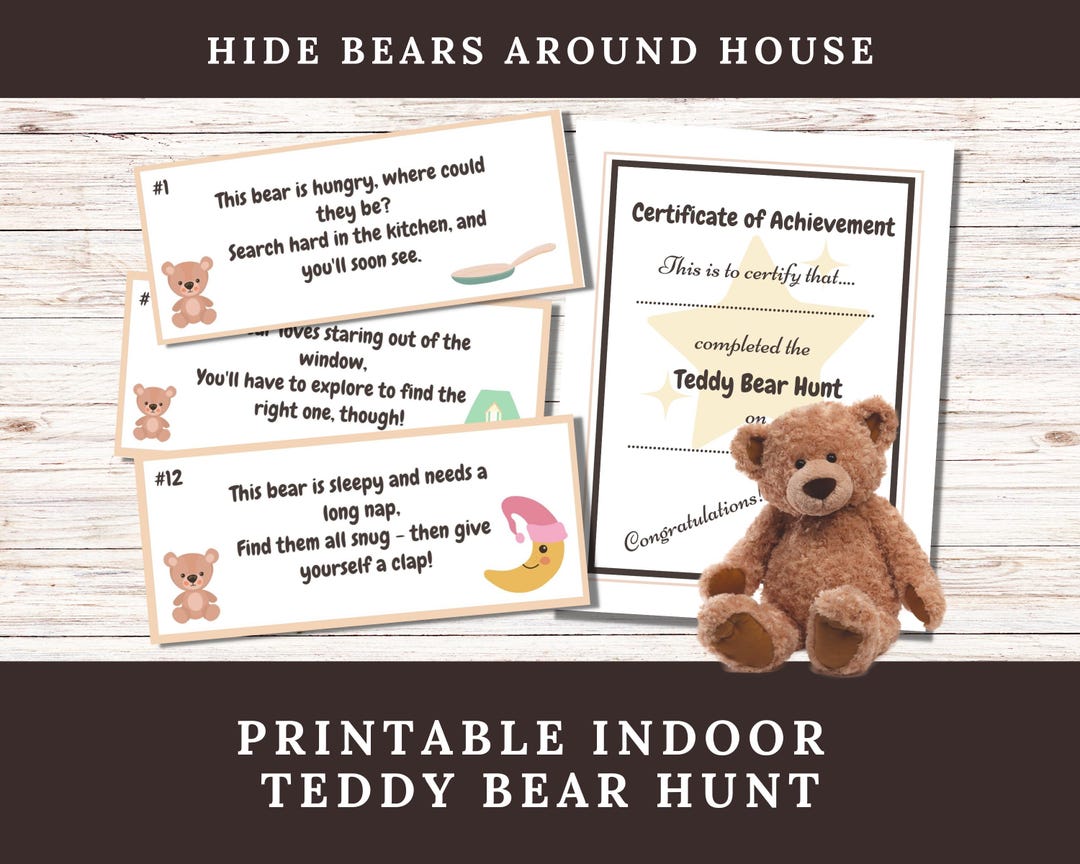Teddy Bear Scavenger Hunt: Printable Kids Party Game (PDF Download) - Etsy