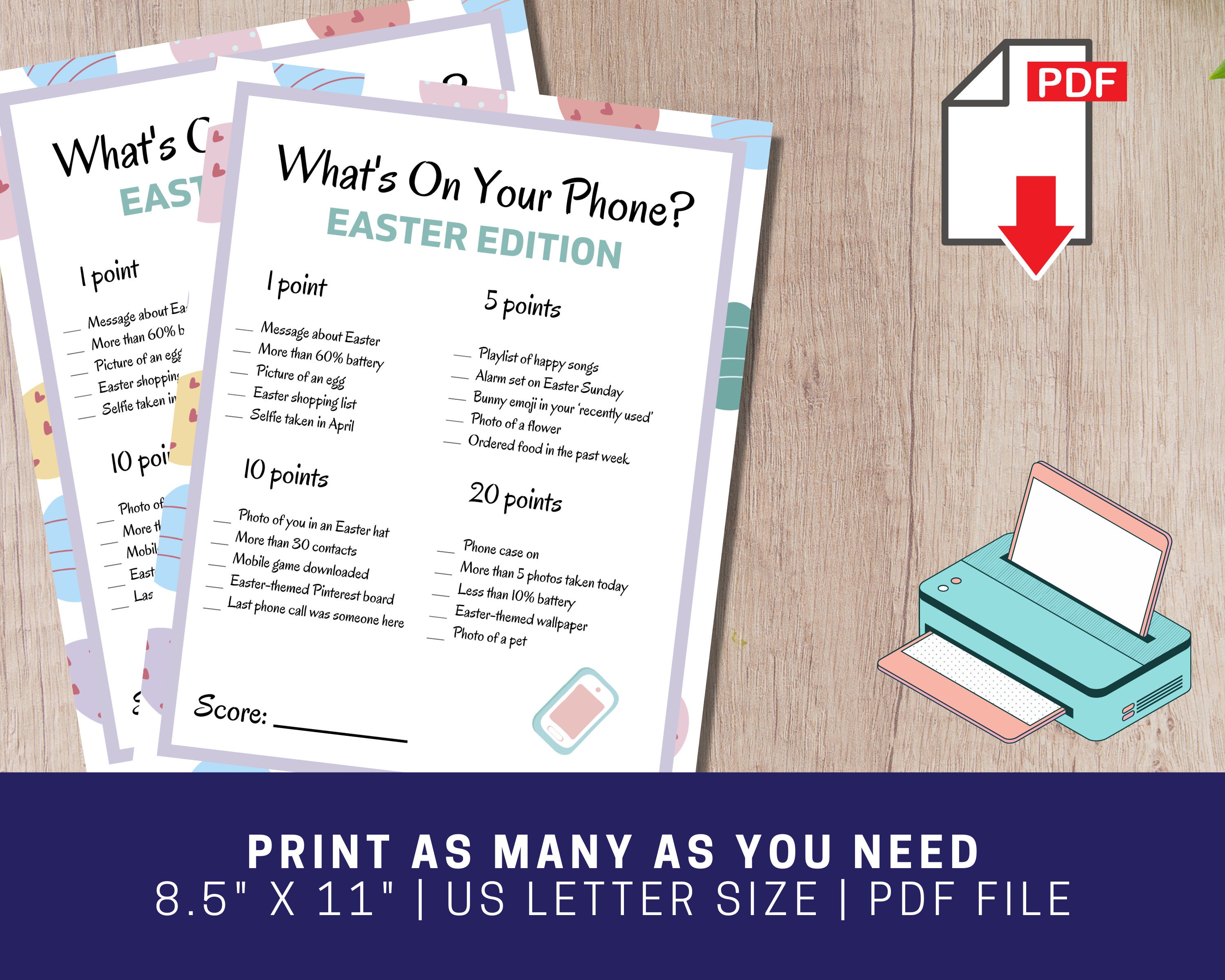 Printable What's on Your Phone Game for Easter Easter | Etsy