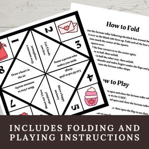 Valentine's Day Fortune Teller for Kids, Printable Valentine's Day ...