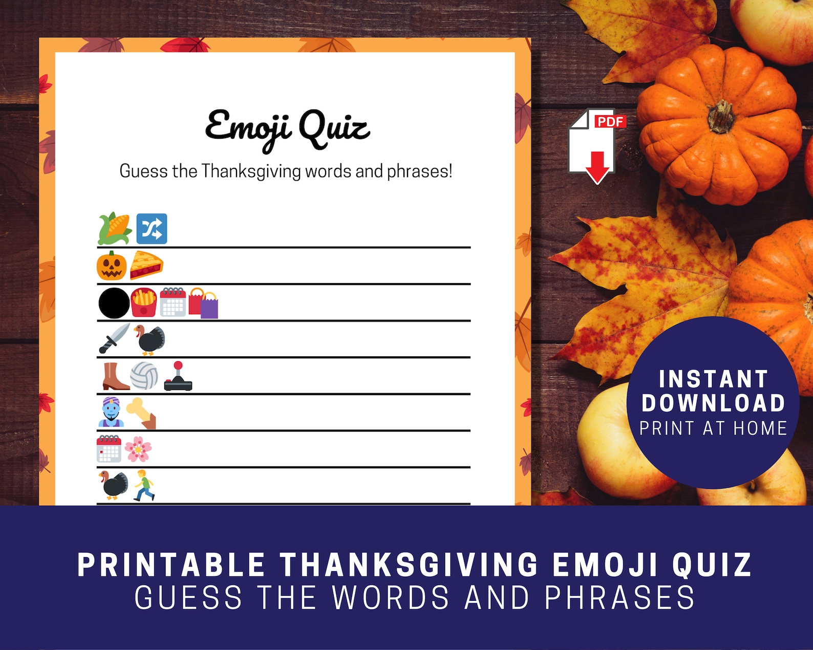Printable Thanksgiving Emoji Quiz Worksheet Thanksgiving Word - Etsy Canada