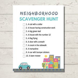 Neighborhood Scavenger Hunt: Kids Outdoor Activity, Road Trip Game (PDF ...