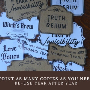 Printable Halloween Potion Bottle Labels - Apothecary, Witch Wizard ...
