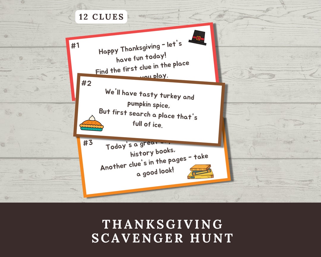 Thanksgiving Scavenger Hunt for Kids, Printable Thanksgiving Treasure ...