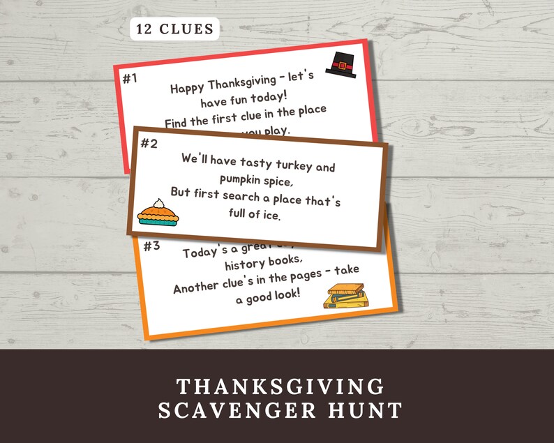 Thanksgiving Scavenger Hunt for Kids: Family Party Game (printable PDF ...