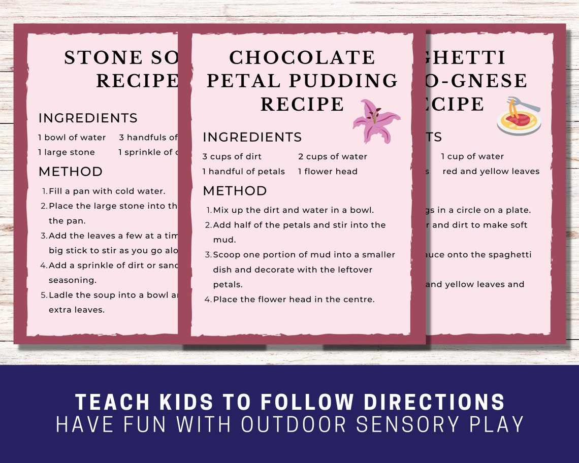 Mud Kitchen Printable Menu and Recipe Cards for Messy Play - Etsy