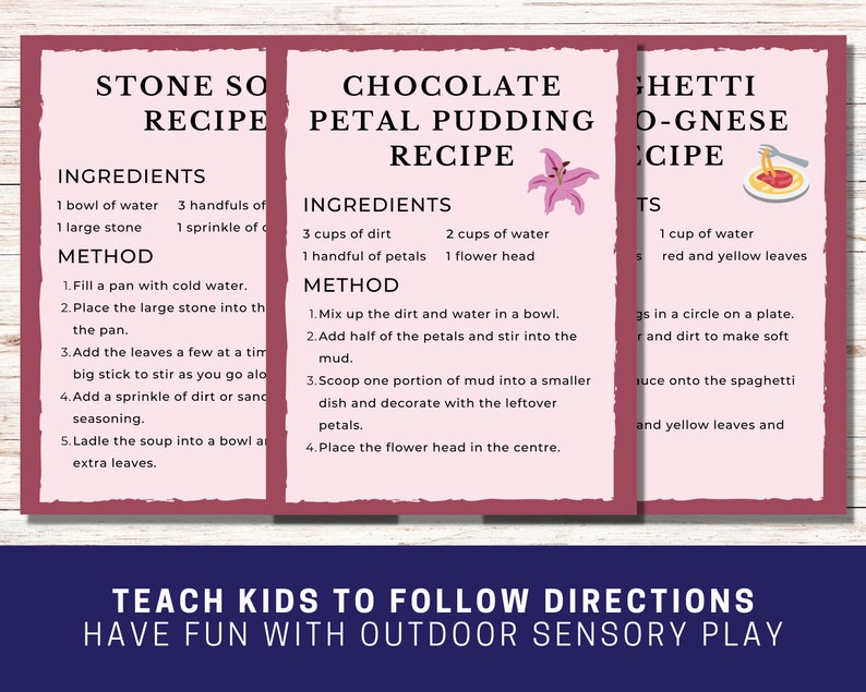 Mud Kitchen Printable Menu and Recipe Cards for Messy Play - Etsy