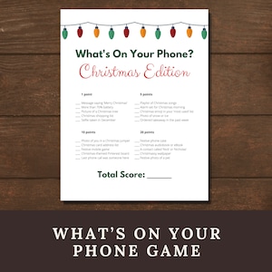 Christmas What's on Your Phone Printable Game, Work Office Christmas ...