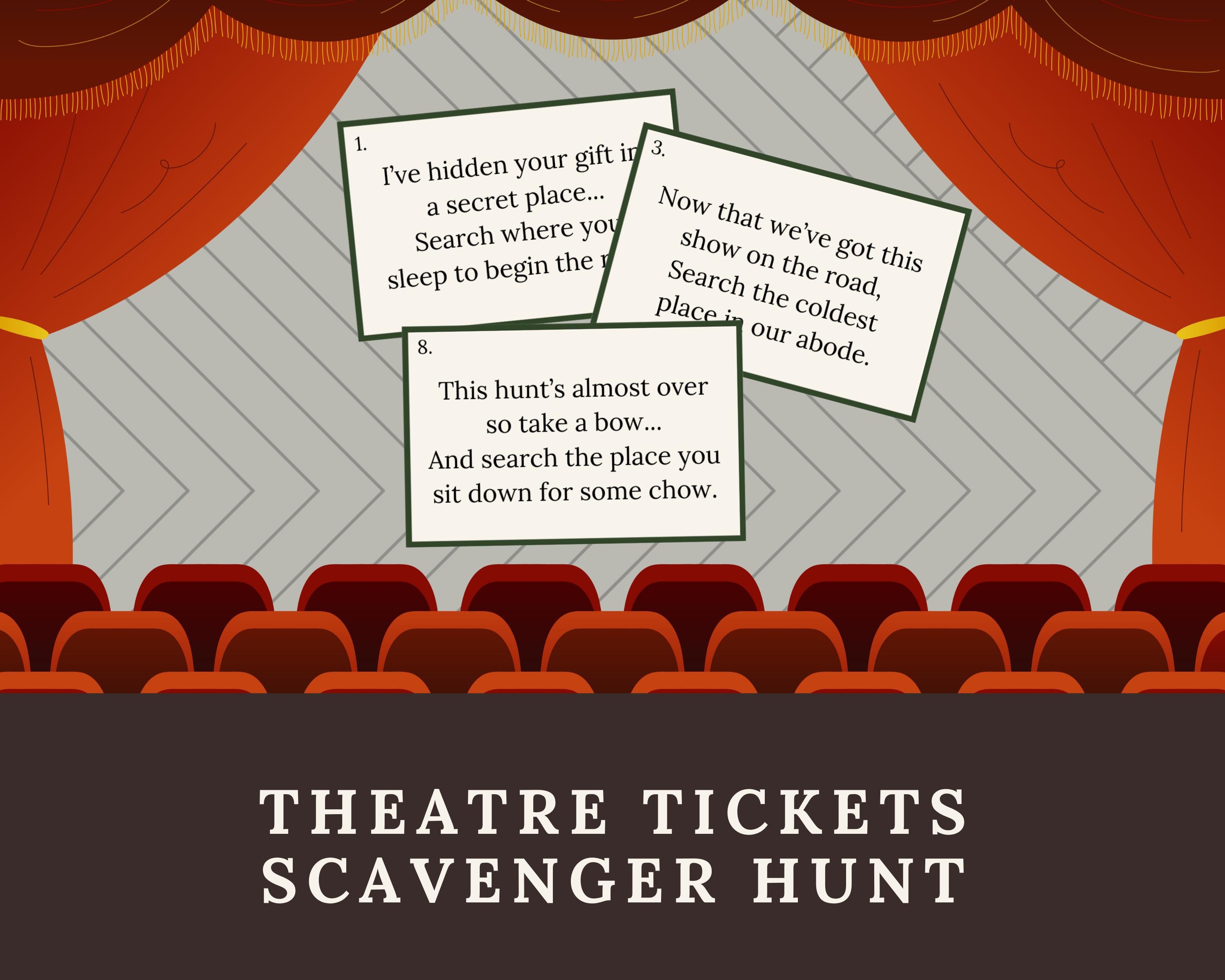 Theater Tickets Scavenger Hunt Clues, Printable Treasure Hunt to Hide ...