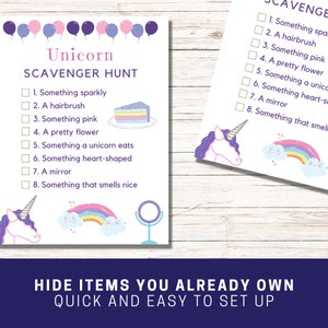 Unicorn Party Scavenger Hunt Printable, Unicorn Treasure Hunt Activity ...