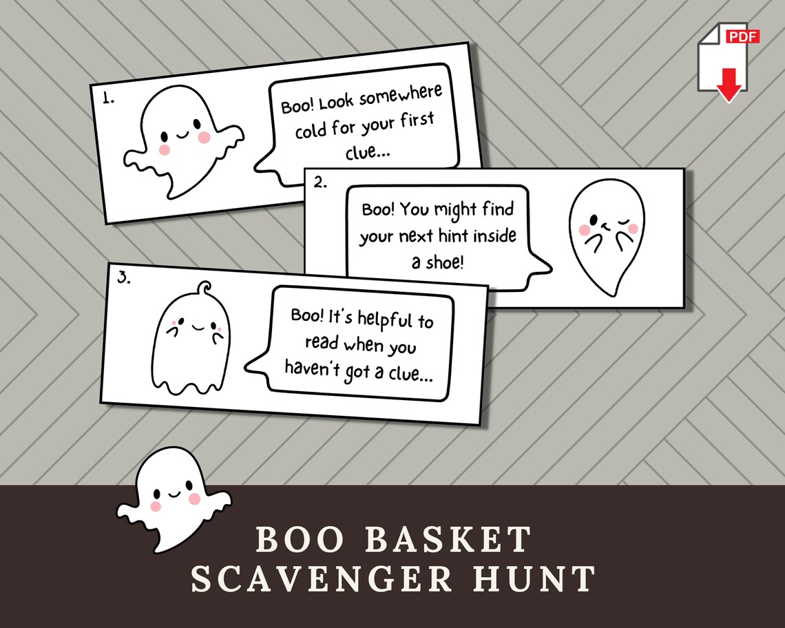 Boo Basket Scavenger Hunt: Halloween Printable Clues (PDF) - Etsy