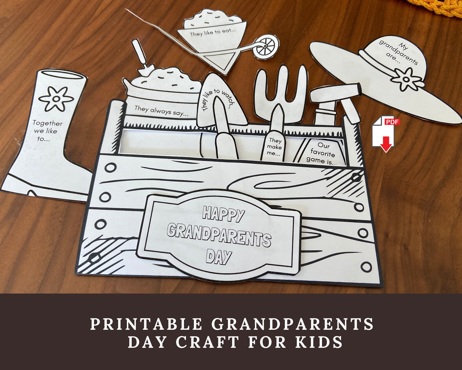Grandparents Day Craft, Printable Grandparents Day Coloring Card for ...