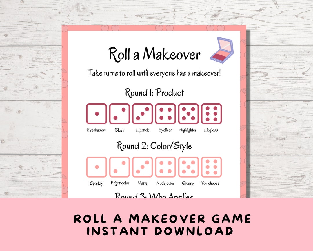 Roll a Makeover Party Game: Teen Sleepover Beauty Fun (printable PDF ...