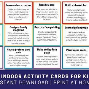 42 Indoor Activity Cards for Kids and Toddlers printable - Etsy