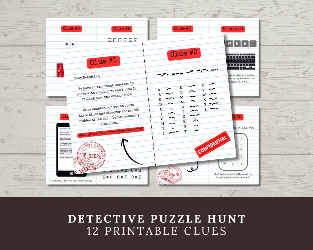 Kids Detective Puzzle Hunt: Top Secret Mission for Spy Birthday Party ...