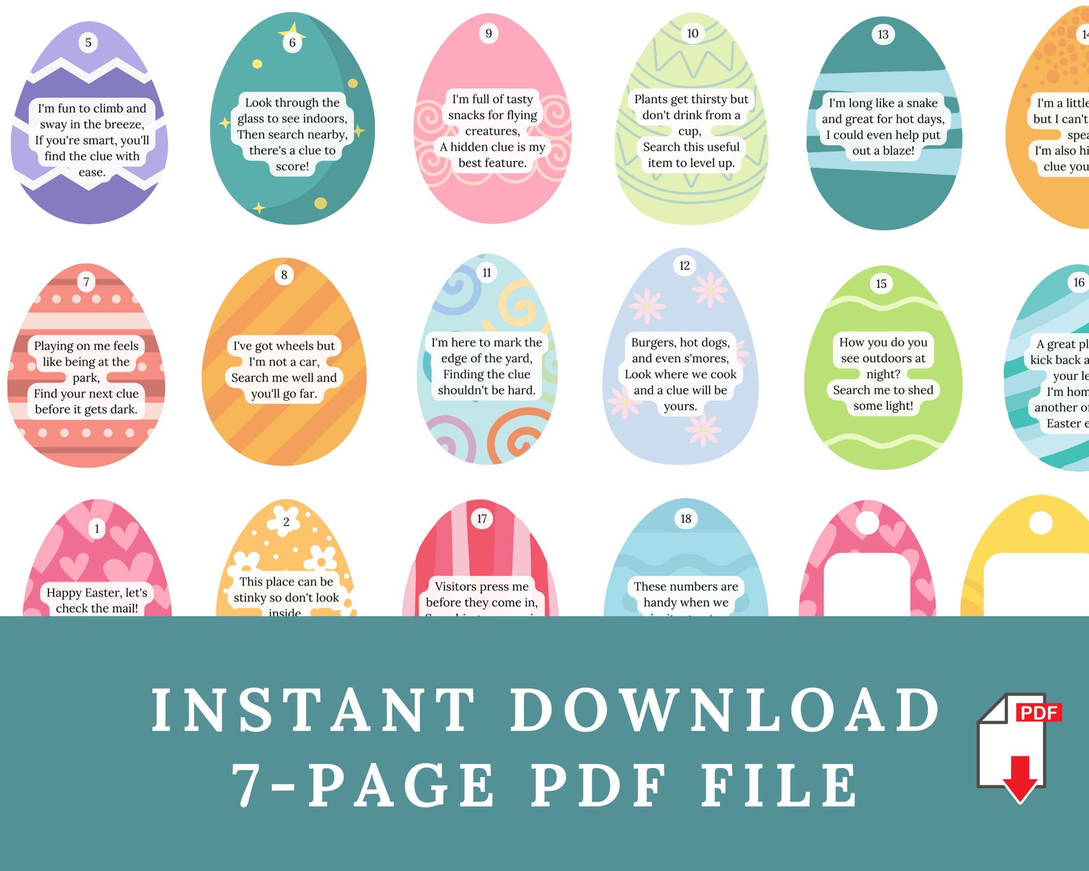 Outdoor Easter Egg Scavenger Hunt Clues for Kids & Teens (printable ...