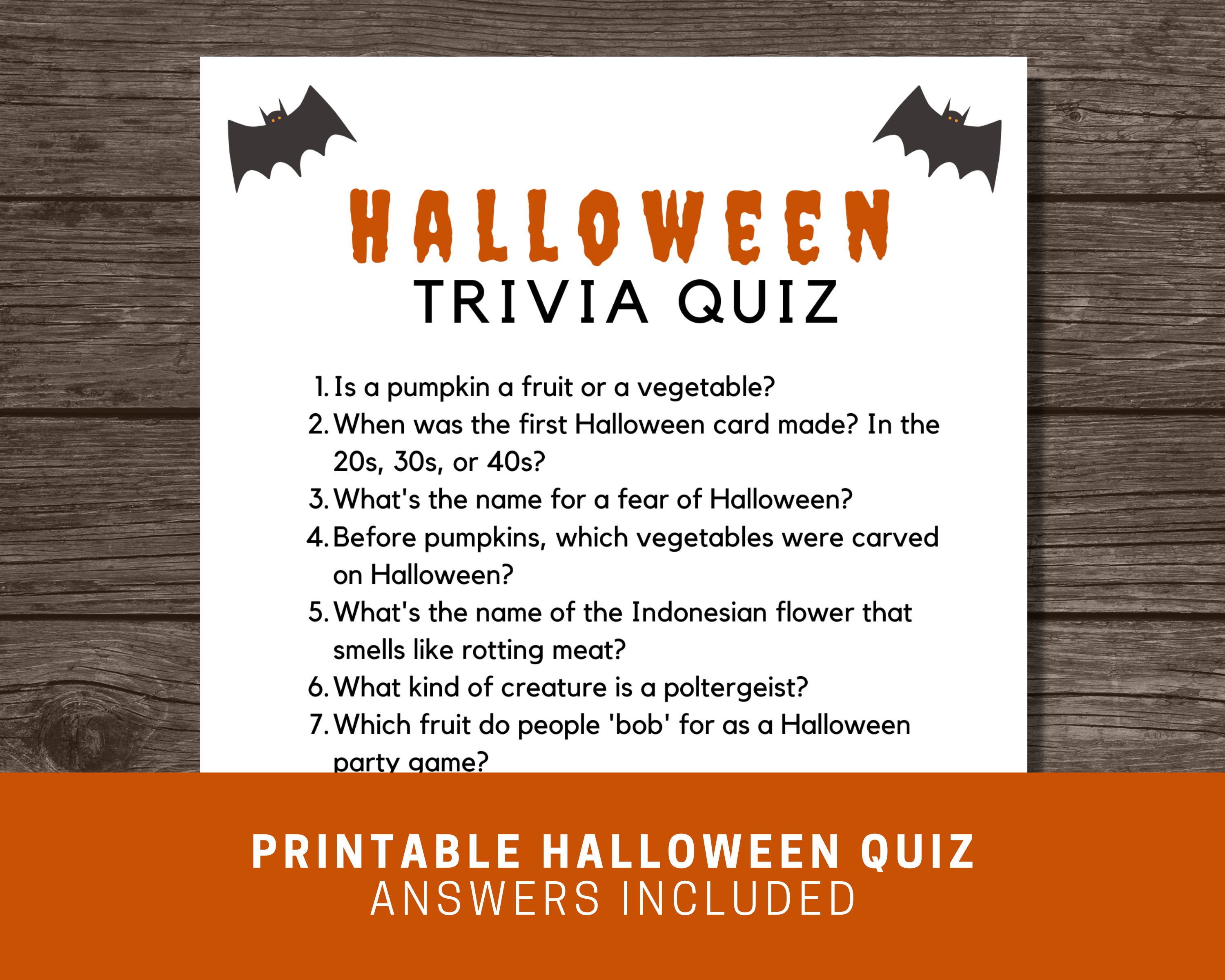 Halloween Trivia Quiz Printable, Class Halloween Party Idea, Halloween ...