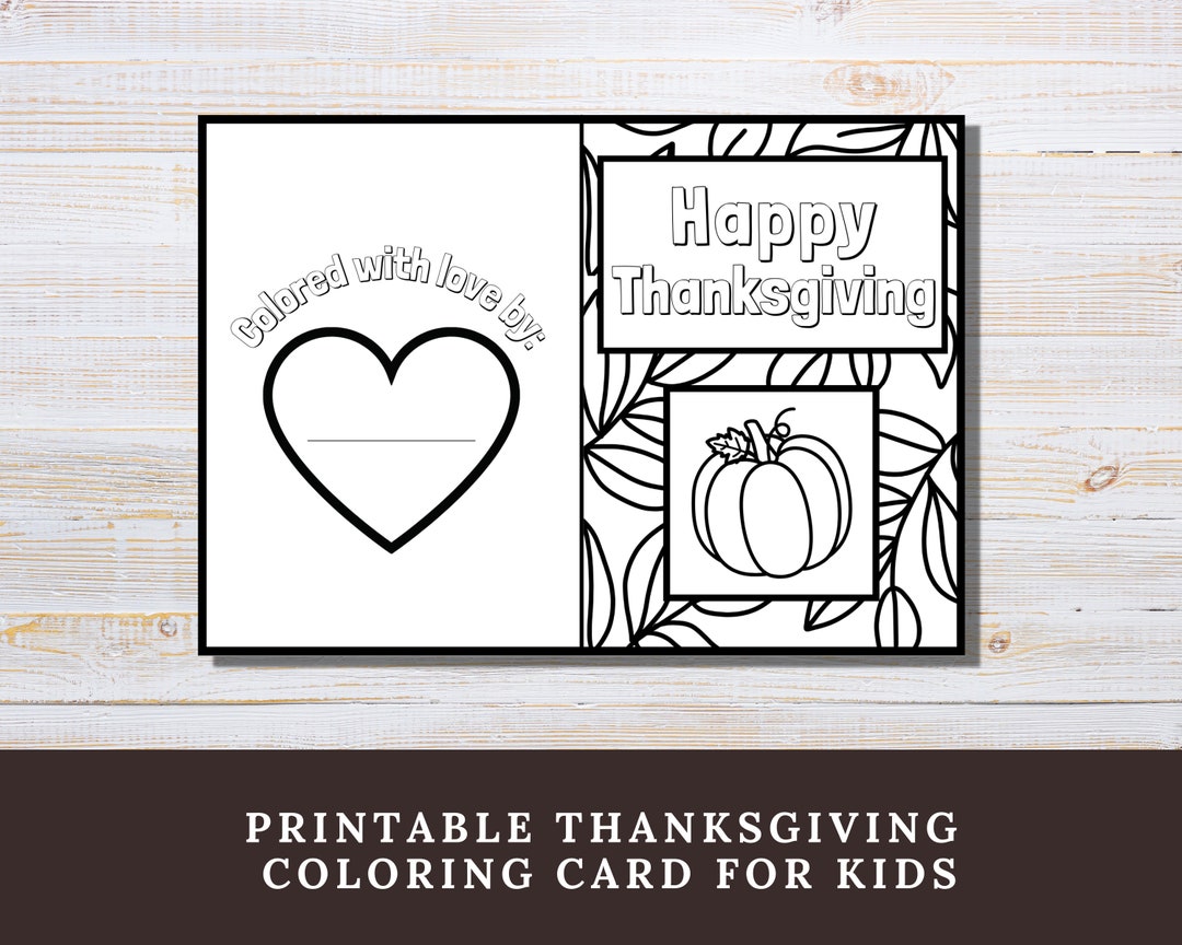 Thanksgiving Color-in Card: Kids' Craft Activity (printable PDF) - Etsy