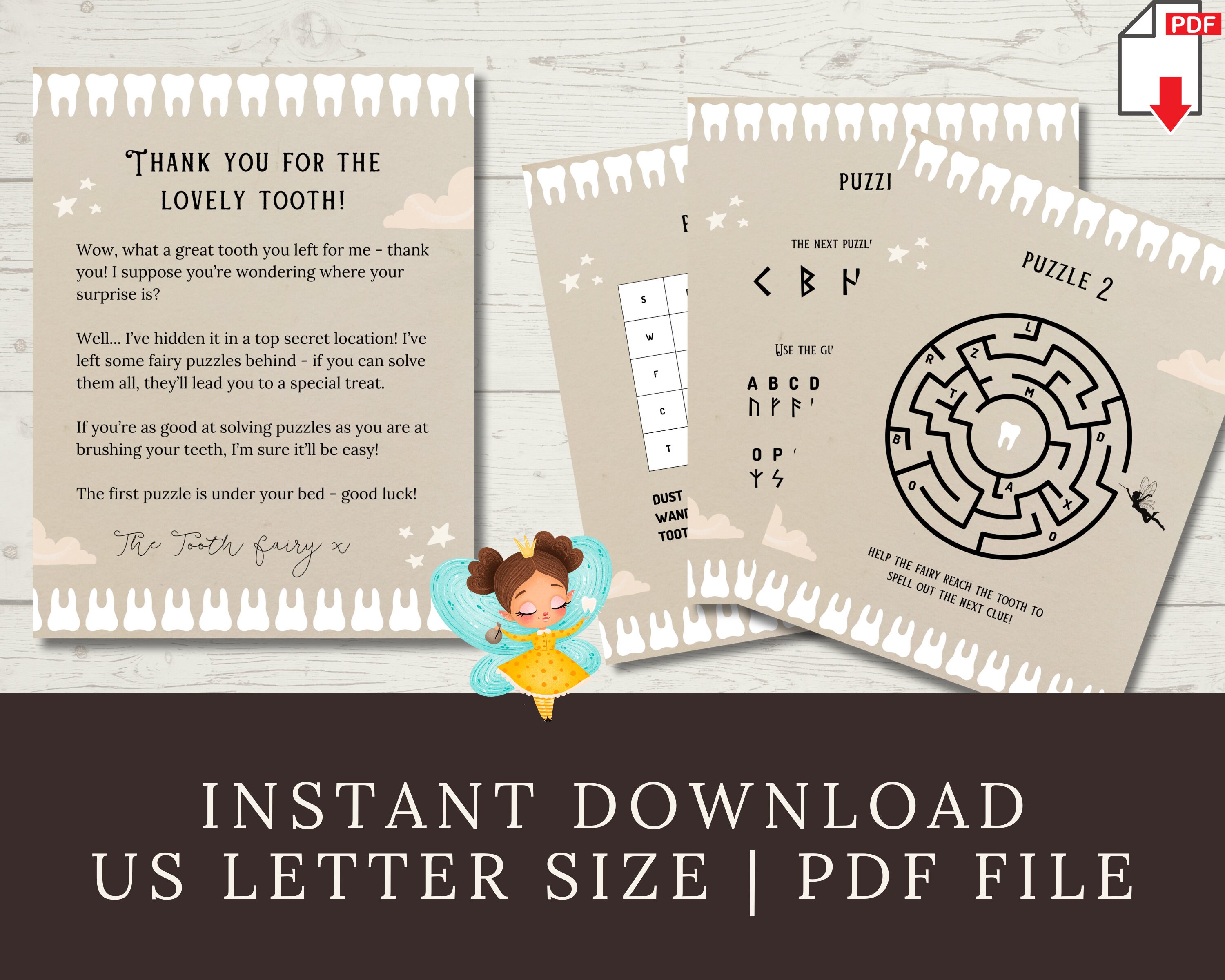 Tooth Fairy Letter & Puzzles printable, First Tooth Fairy Visit Idea ...
