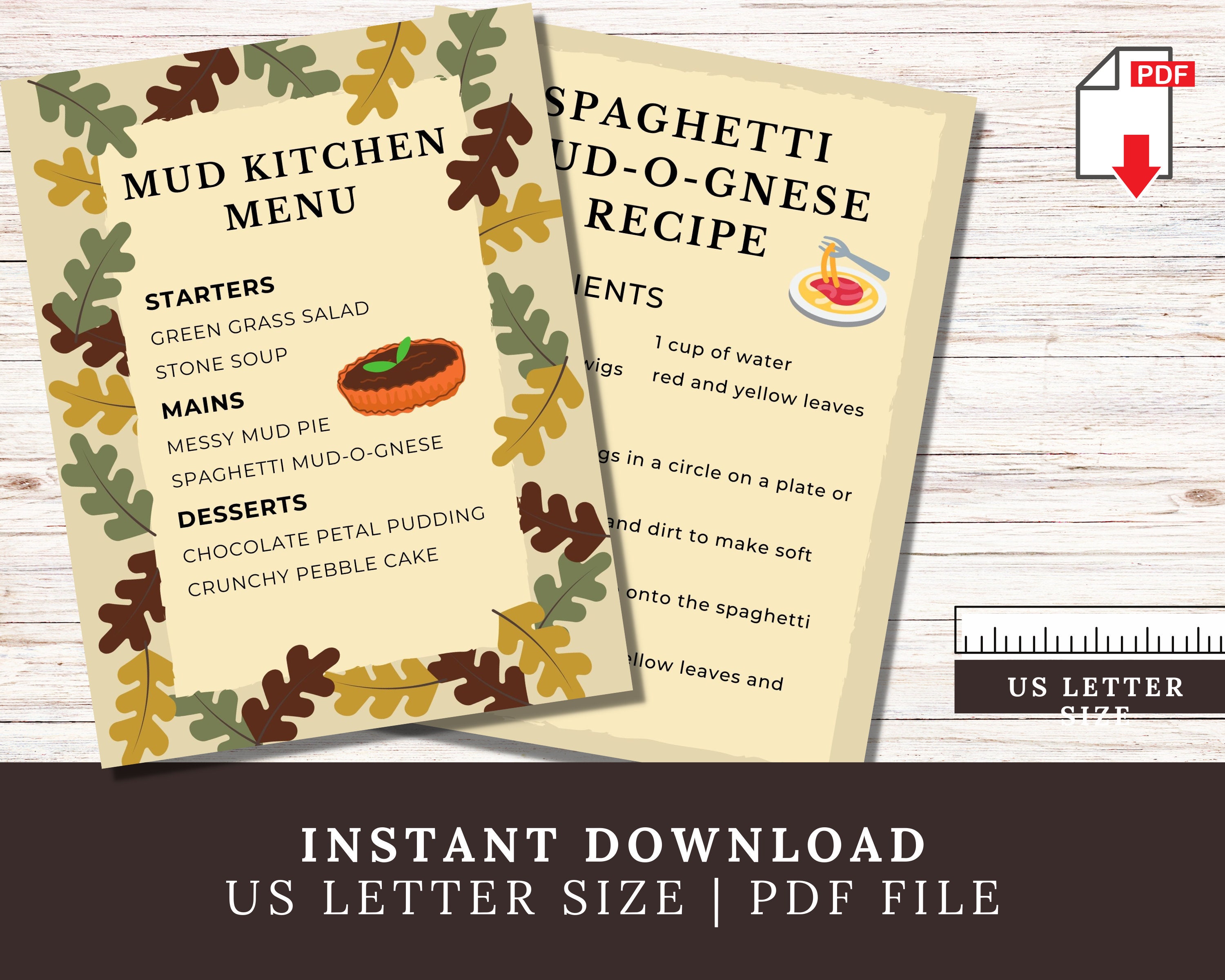 Mud Kitchen Menu & Recipe Cards: Outdoor Nature Play (PDF) - Etsy Australia