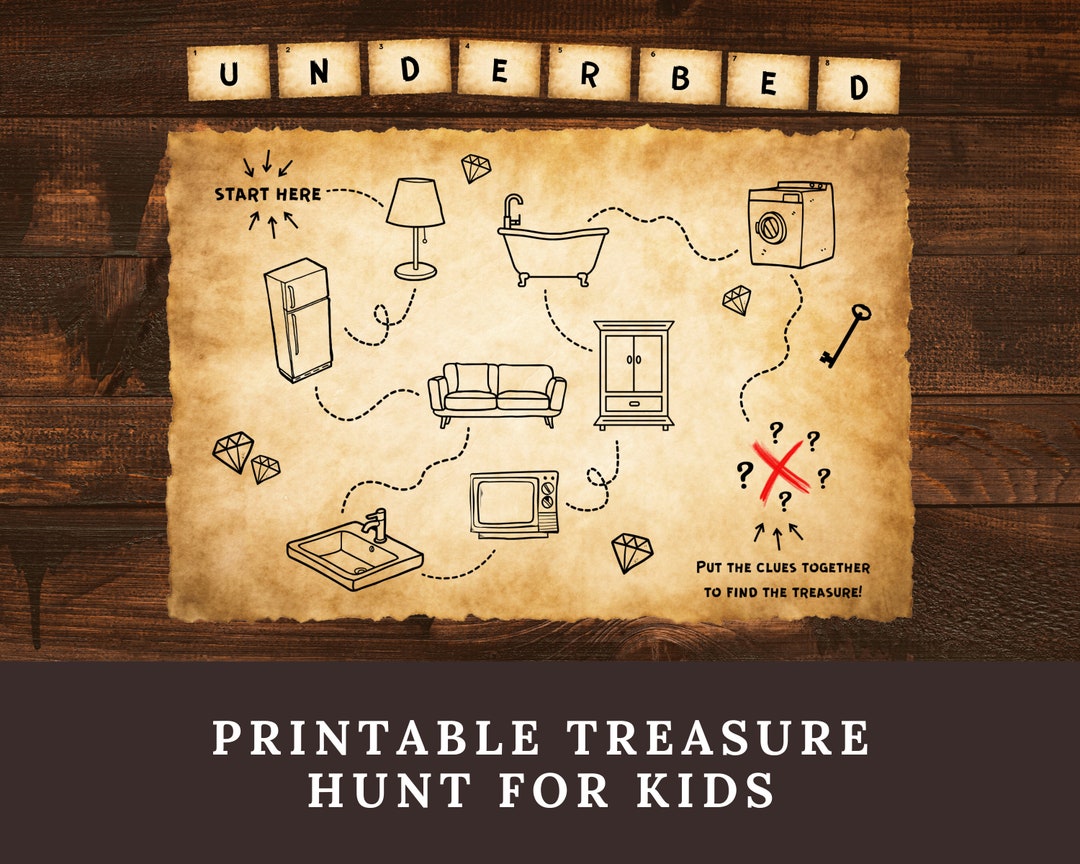 Treasure Map Scavenger Hunt for Younger Kids, Printable Indoor ...