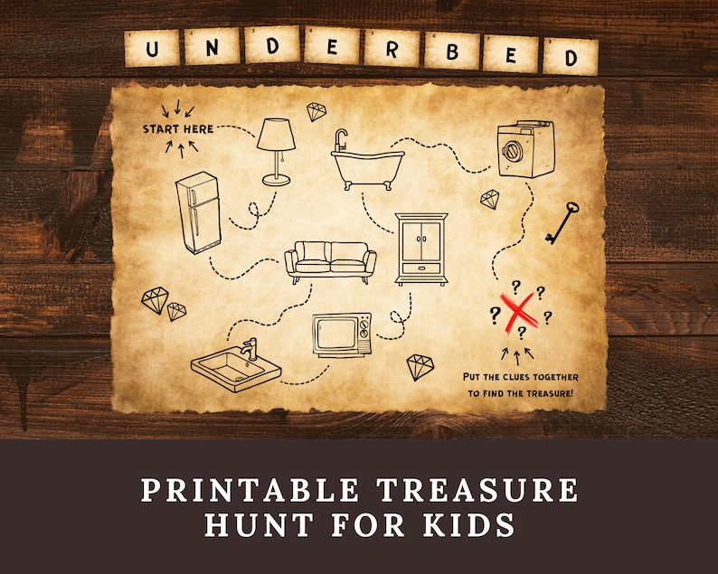 Treasure Map Scavenger Hunt for Younger Kids, Printable Indoor ...