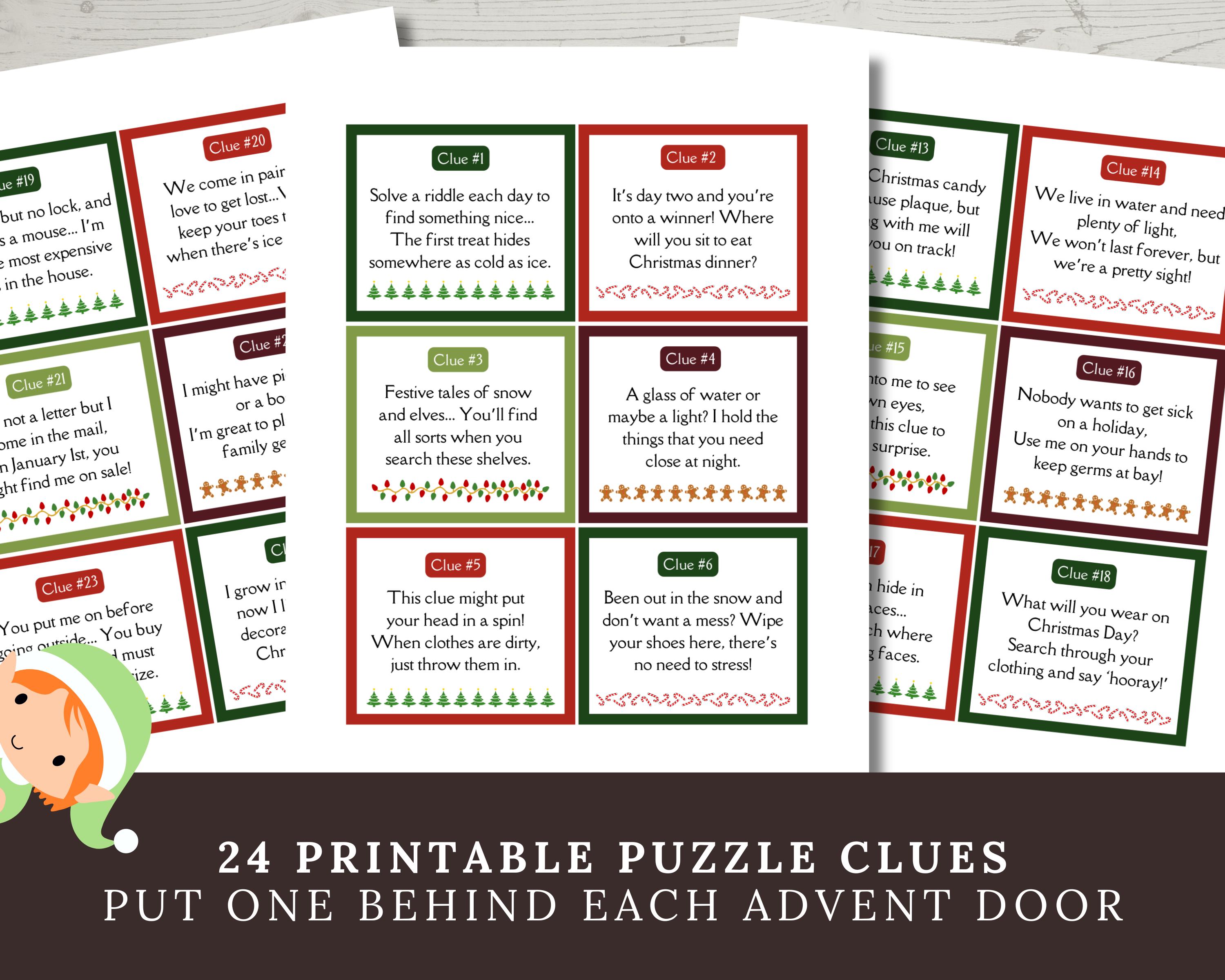 Christmas Advent Calendar Scavenger Hunt for Kids, Christmas Countdown ...
