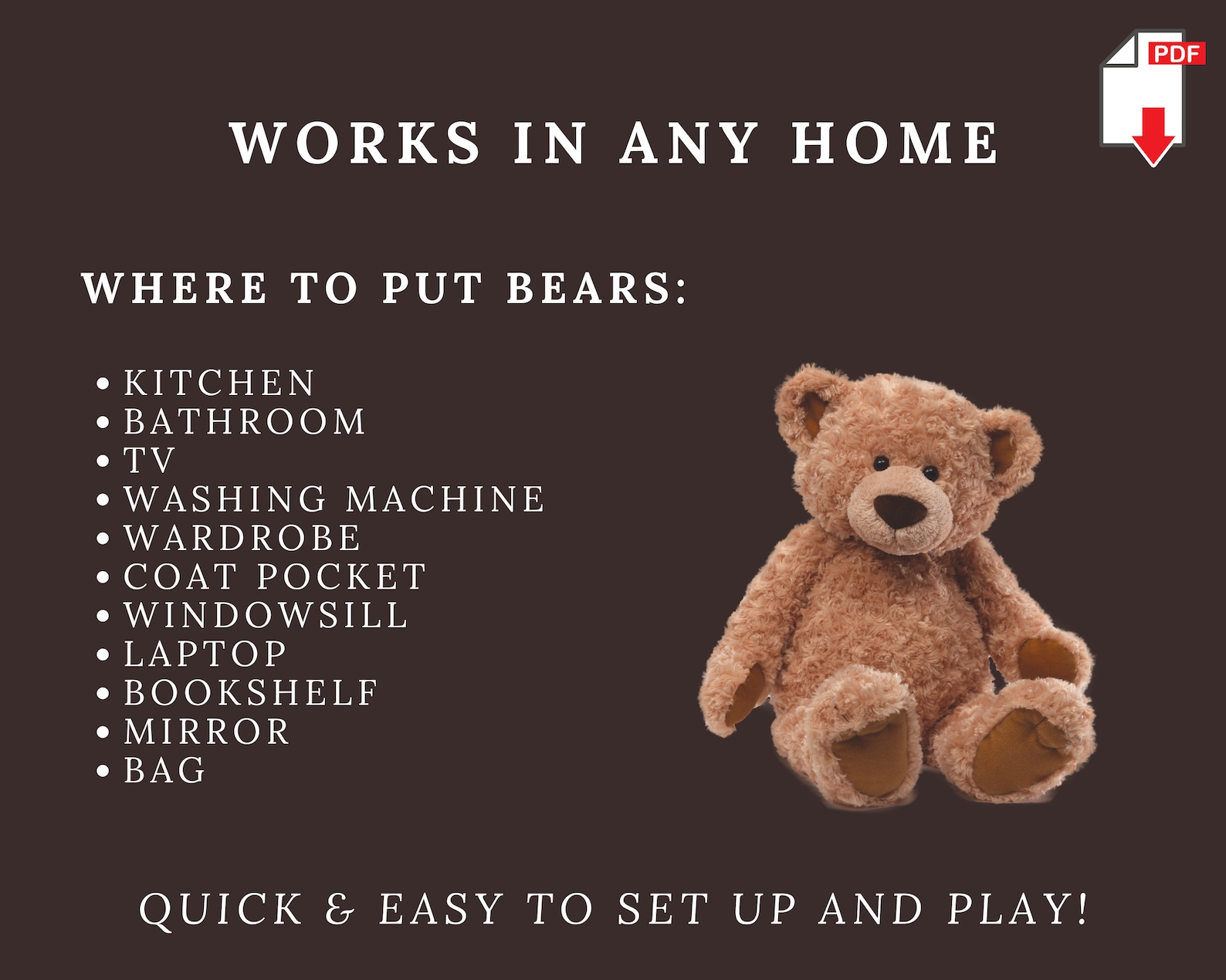 Teddy Bear Hunt Printable, Teddy Bear's Picnic Tea Party Game, First ...