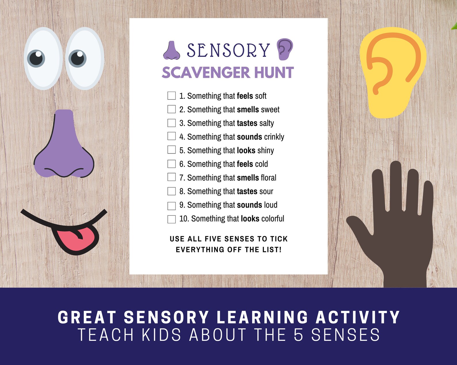 Sensory Scavenger Hunt for Kids printable Child and Toddler | Etsy