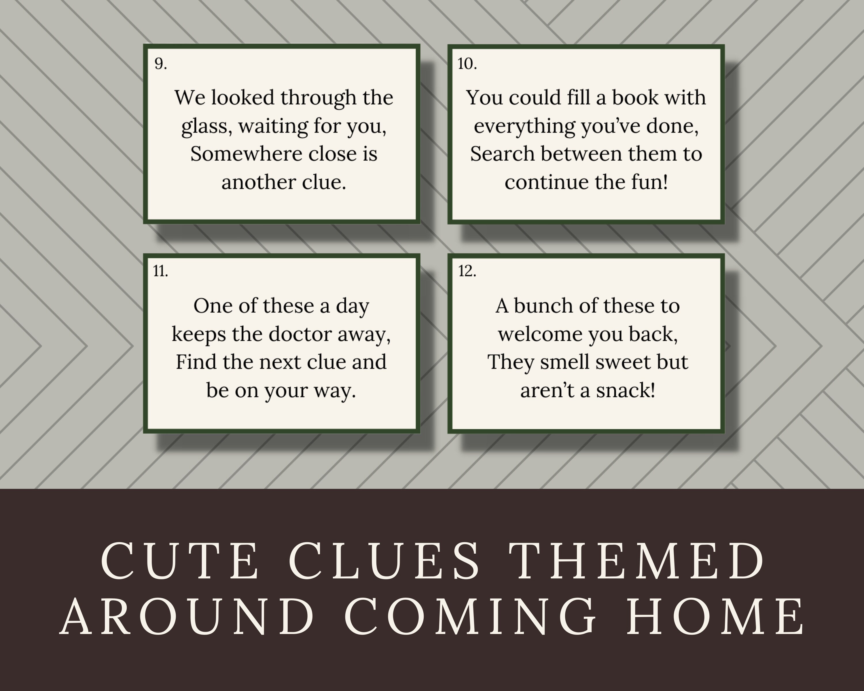 Welcome Home Gift Scavenger Hunt, Printable Treasure Hunt Clues ...