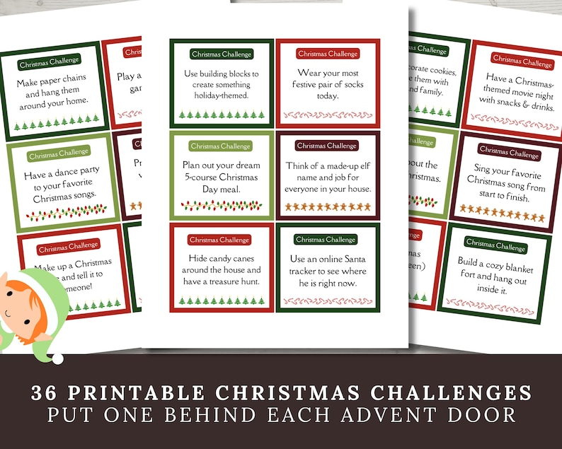 Christmas Activity Cards for Kids, 36 Printable Challenges, Fill Your ...