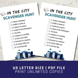 Printable City Scavenger Hunt for Kids, Grade School Field Trip ...