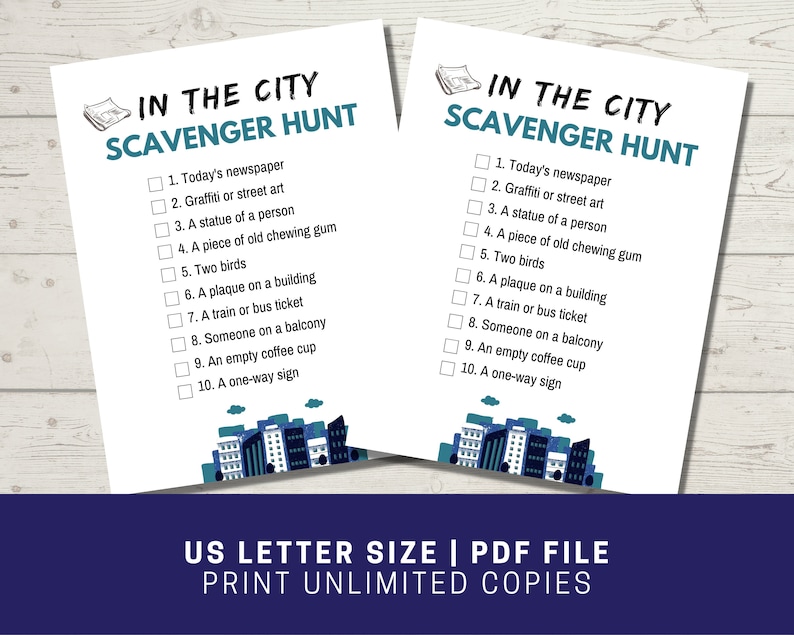 Printable City Scavenger Hunt for Kids, Grade School Field Trip ...