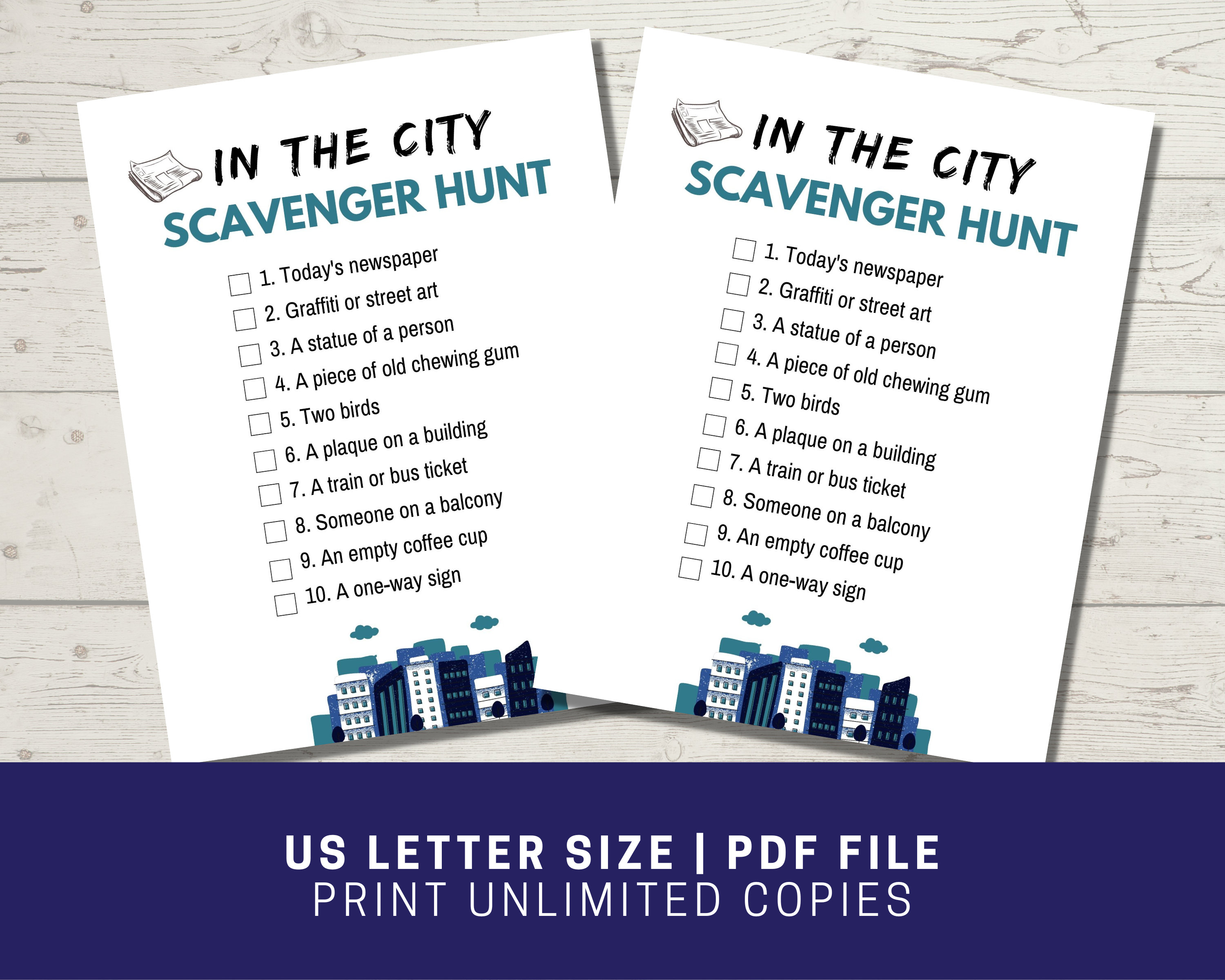 Printable City Scavenger Hunt for Kids, Grade School Field Trip ...