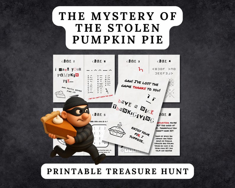 Thanksgiving Mystery Game: Find the Stolen Pumpkin Pie (printable ...