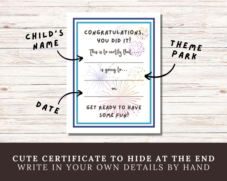 Theme Park Trip Reveal Scavenger Hunt: 16 Printable Clues (instant ...