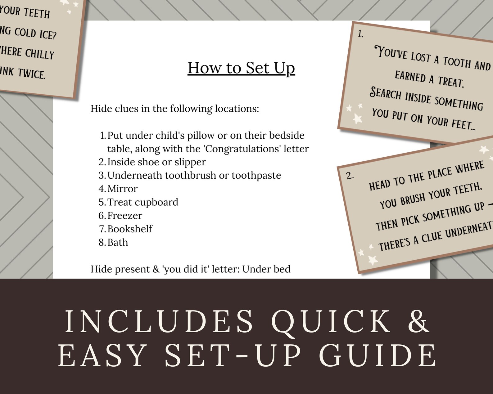 Tooth Fairy Scavenger Hunt & Letter: Printable First Tooth Visit (PDF ...