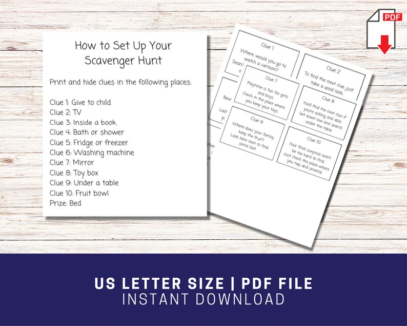 At Home Scavenger Hunt With Rhyming Clues, Printable Indoor Scavenger ...