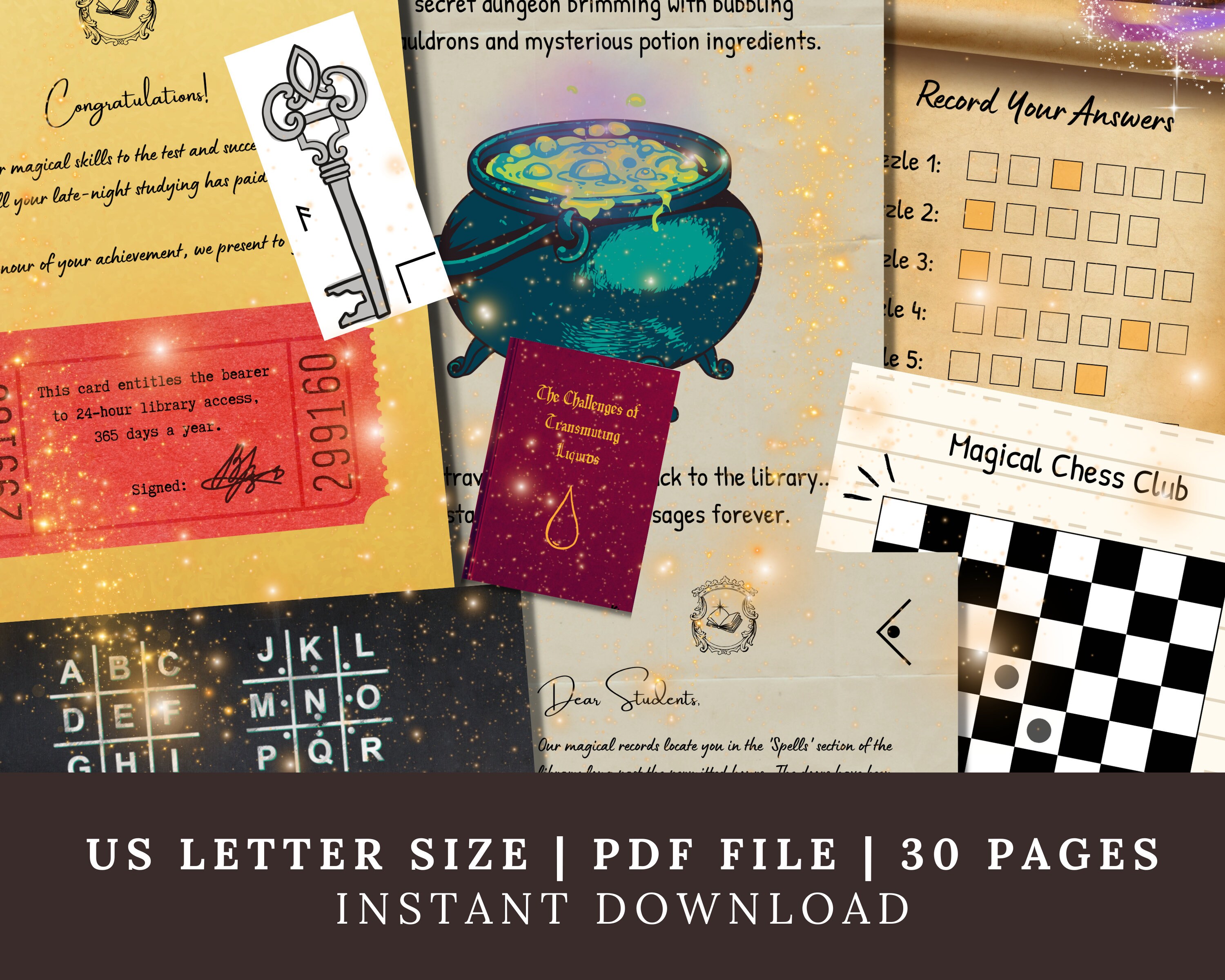 Wizard Escape Room Game: Magic School Library, Printable Family ...