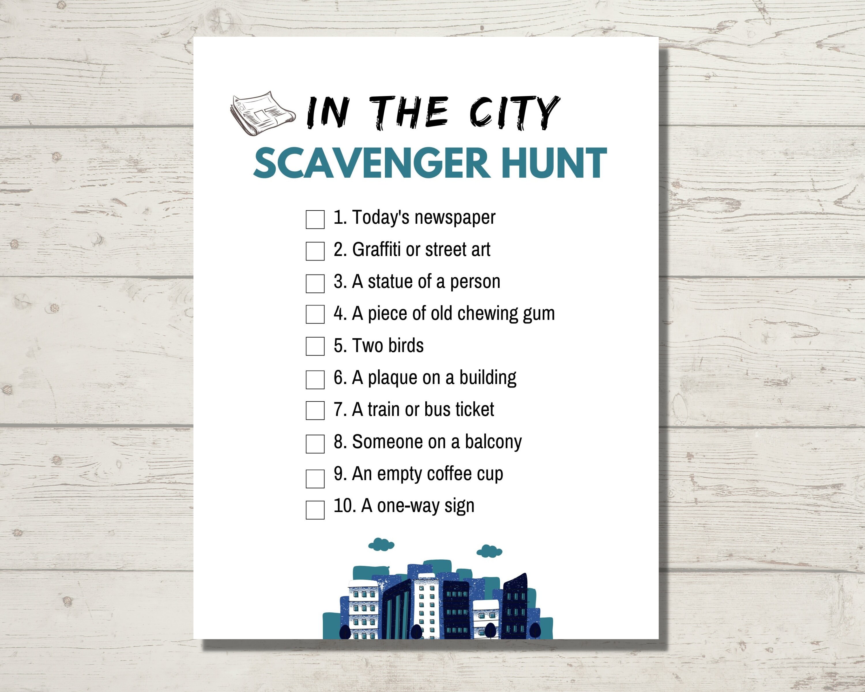 Printable City Scavenger Hunt for Kids, Grade School Field Trip ...