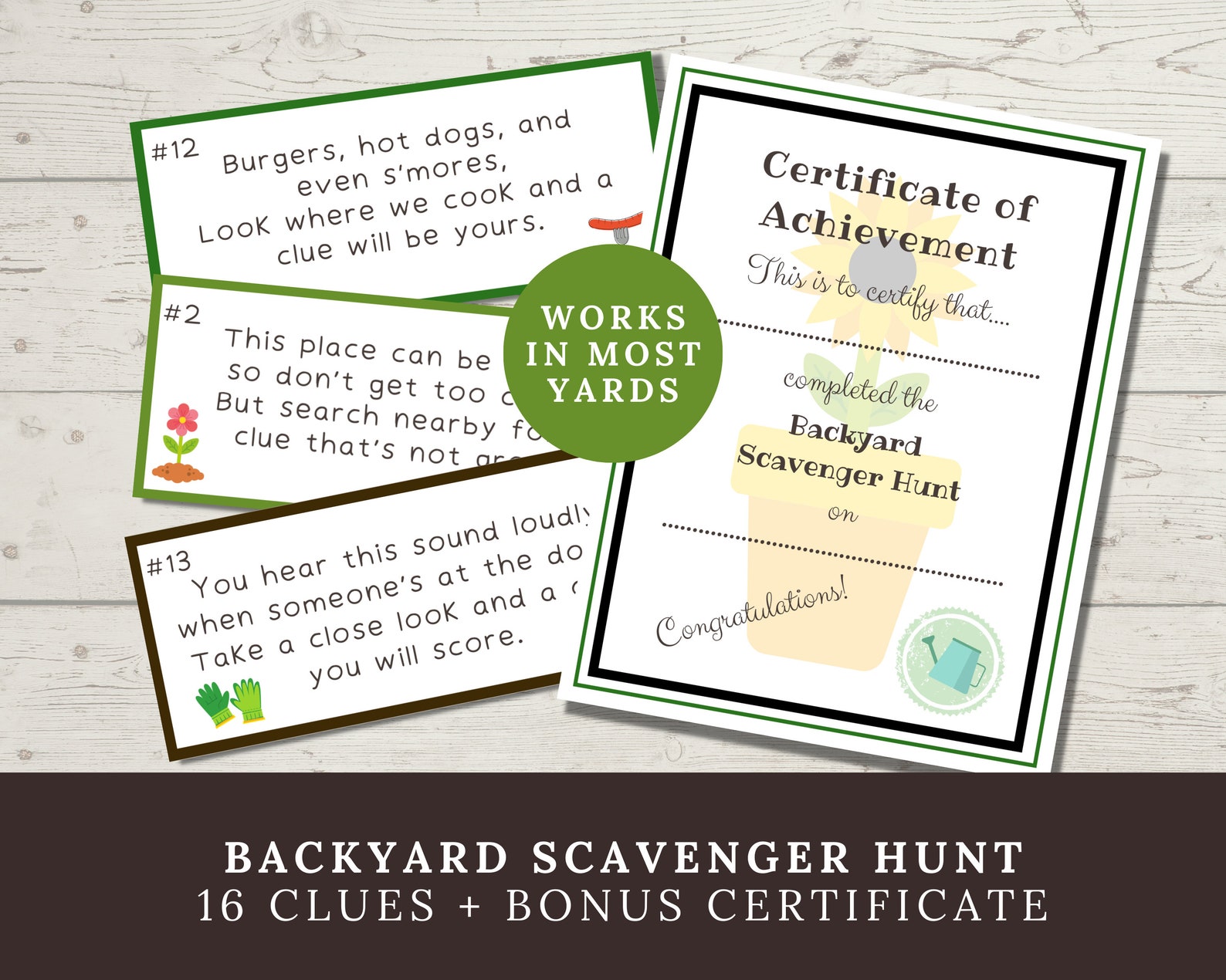 Backyard Scavenger Hunt Clues: Outdoor Kids Game (printable) - Etsy