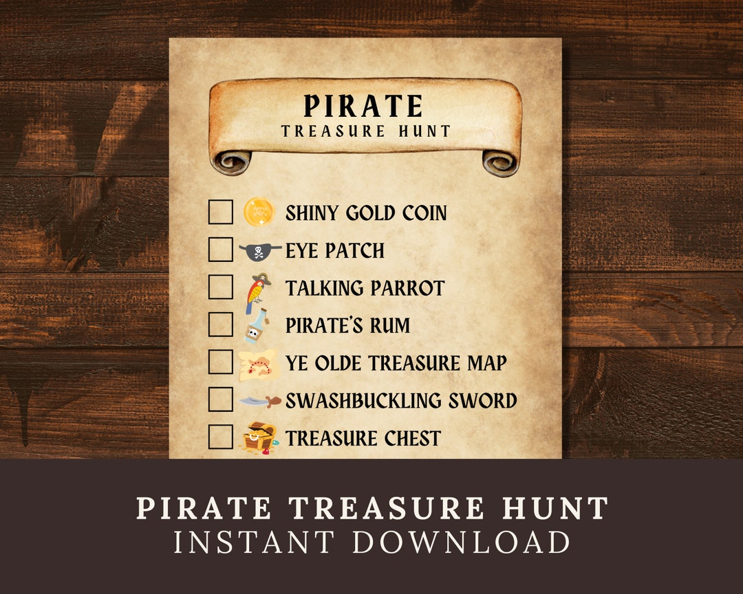 Pirate Scavenger Hunt Printable, Pirate Treasure Hunt Game, Party ...