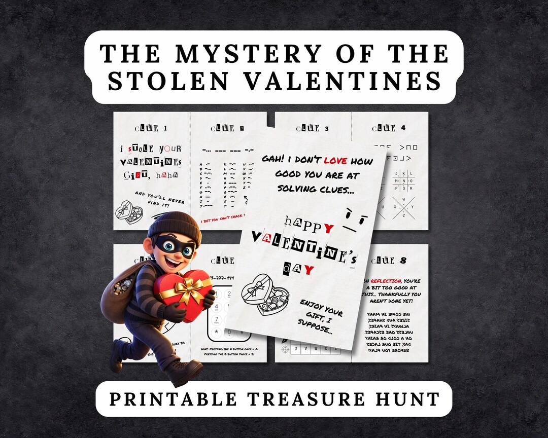 Valentine's Day Scavenger Hunt for Kids, Printable Mystery/escape Room ...