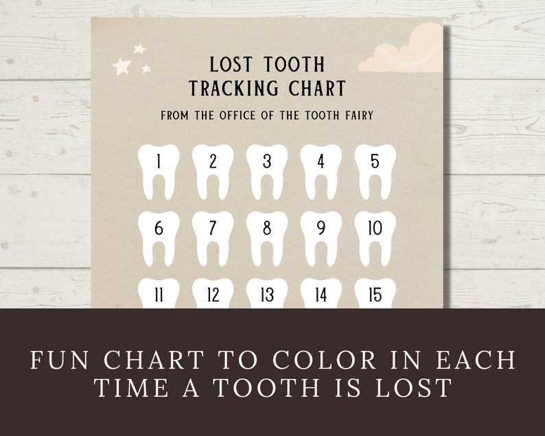Tooth Fairy Letter & Chart, First Lost Tooth Idea (printable PDF) - Etsy