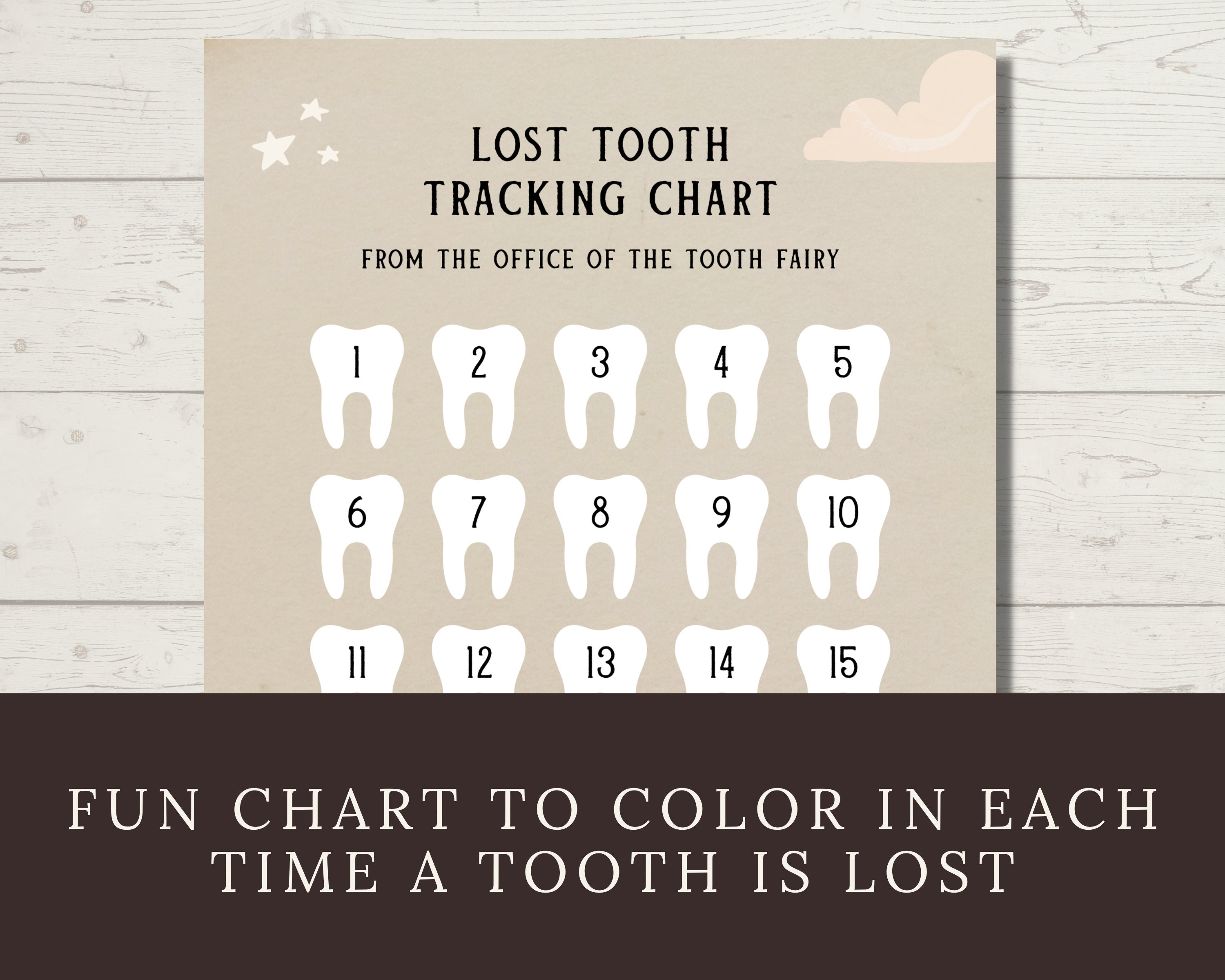 First Tooth Fairy Letter & Lost Tooth Chart, Printable Tooth Fairy Note ...