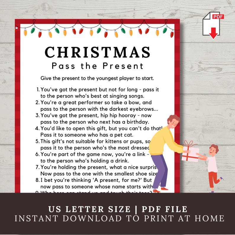 Christmas Pass the Present Game (printable), Work Christmas Party ...