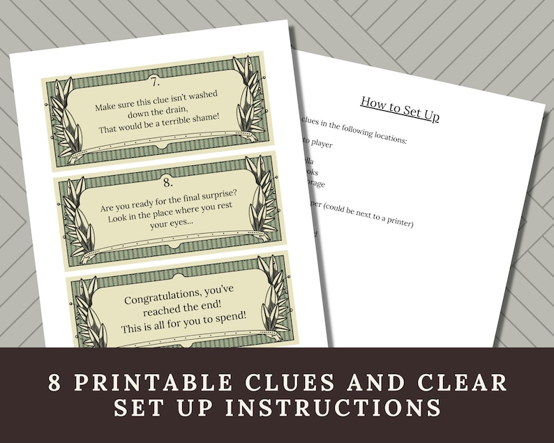 Money Scavenger Hunt Clues, Printable Birthday or Christmas Money ...