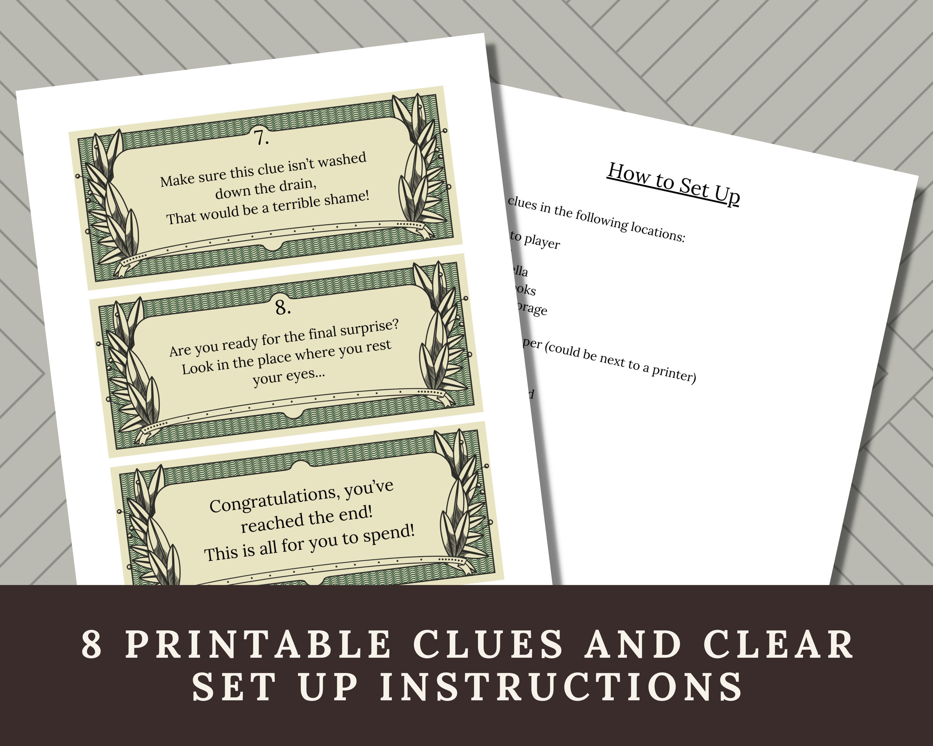 Money Scavenger Hunt Clues, Printable Birthday or Christmas Money ...